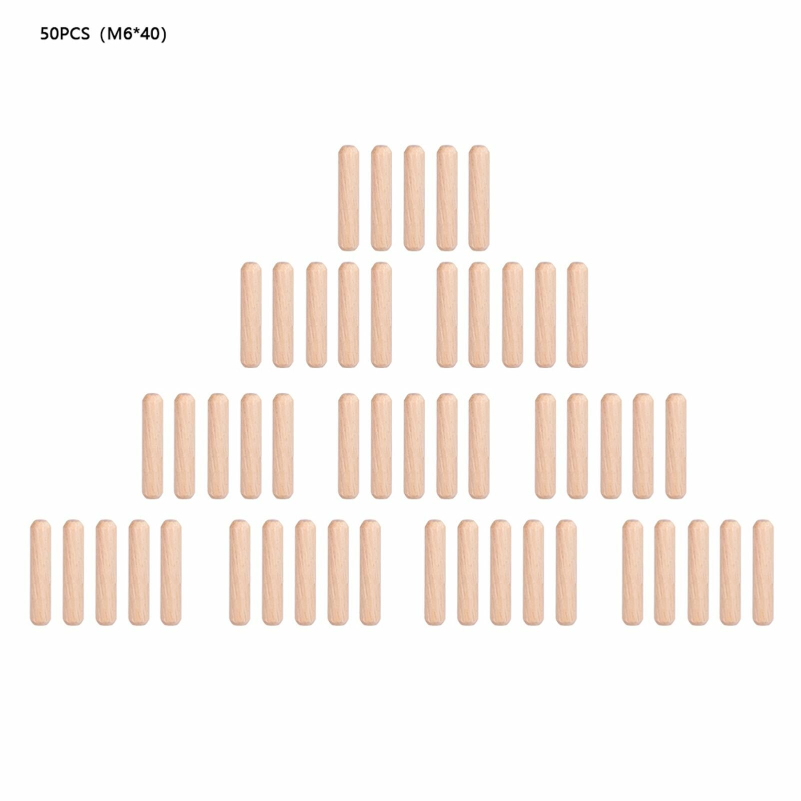 50 шт. деревянных штифтов M6x40 с круглыми рифлеными стержнями для ремонта мебели, ящиков и проектов своими руками
