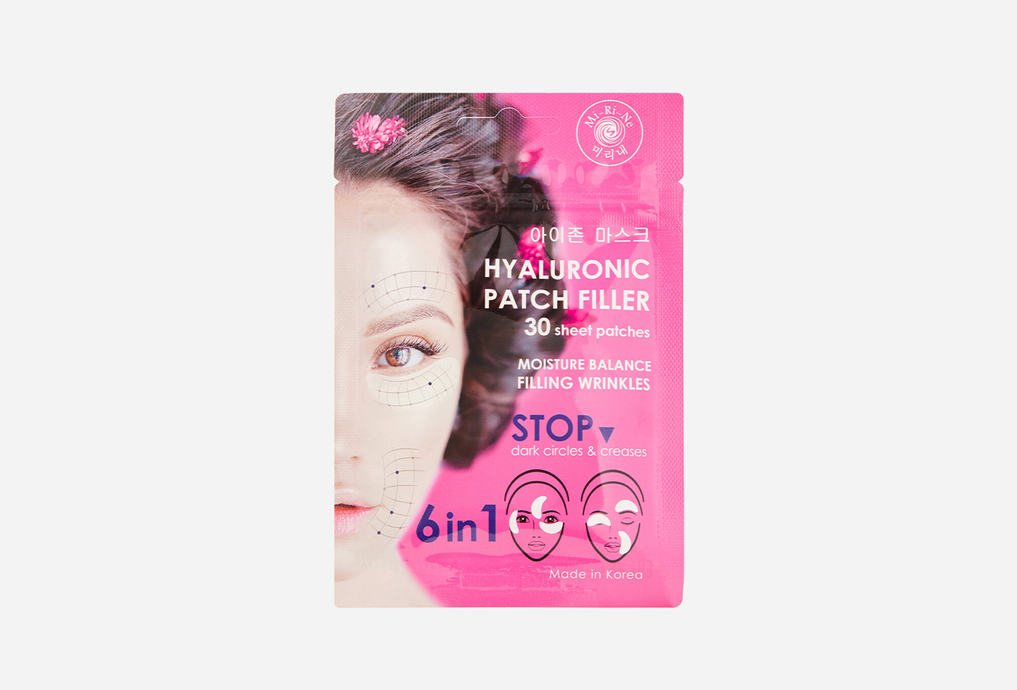 Гиалуроновые тканевые патчи-филлеры 6 в 1 для кожи вокруг глаз MI-RI-NE Hyaluronic Patch Filler