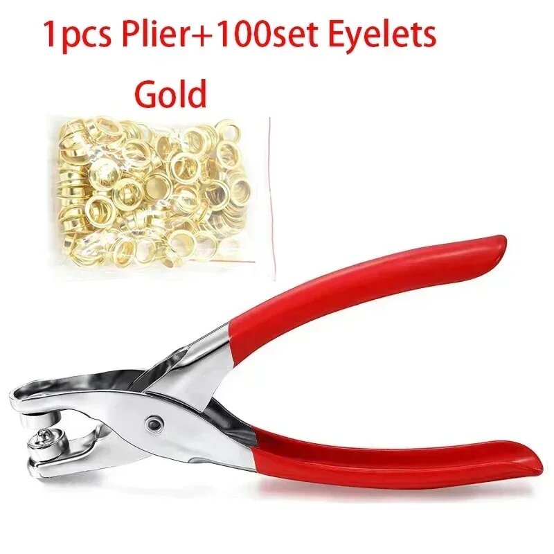 Набор люверсов Geekthink 100 шт, металлические, 4 мм Plier-Eyelets Gold