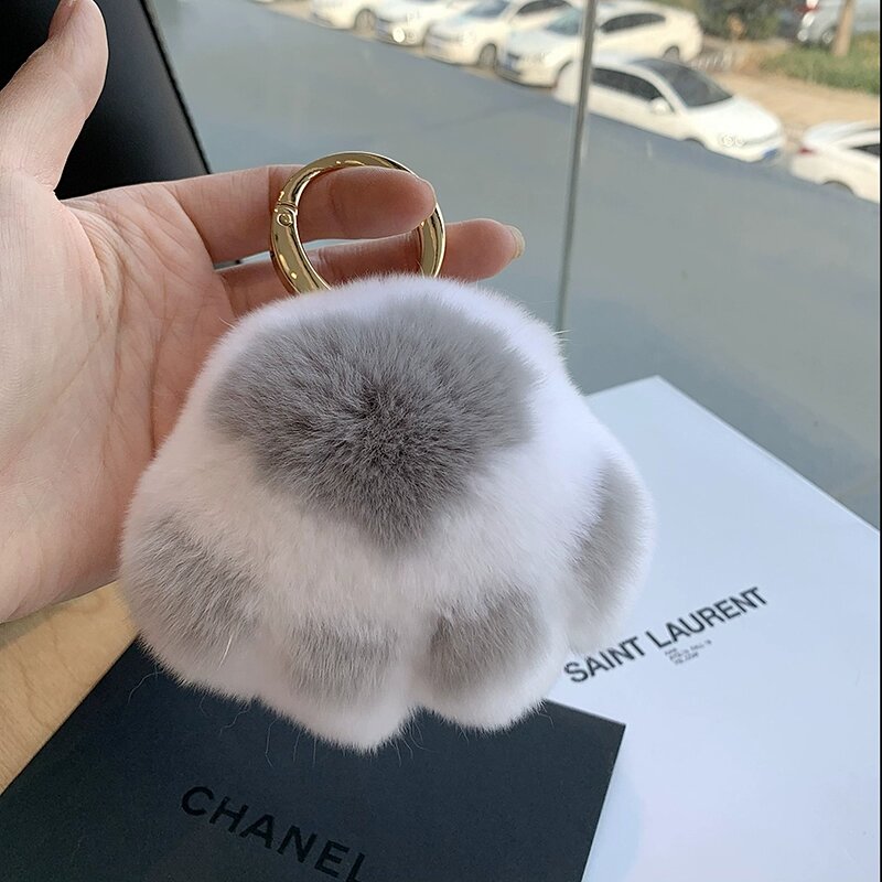 【Маленькая котячья лапка】 Плюшевый брелок-подвеска из меха кролика рекс, милый и изысканный, для женщин, популярный