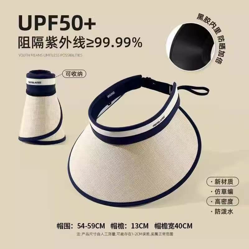 Шляпа от солнца с большими полями, летняя анти-УФ-пустая шляпа от солнца, женская солнцезащитная шляпа, черная пластиковая соломенная шляпа, закрывающая лицо, складная
