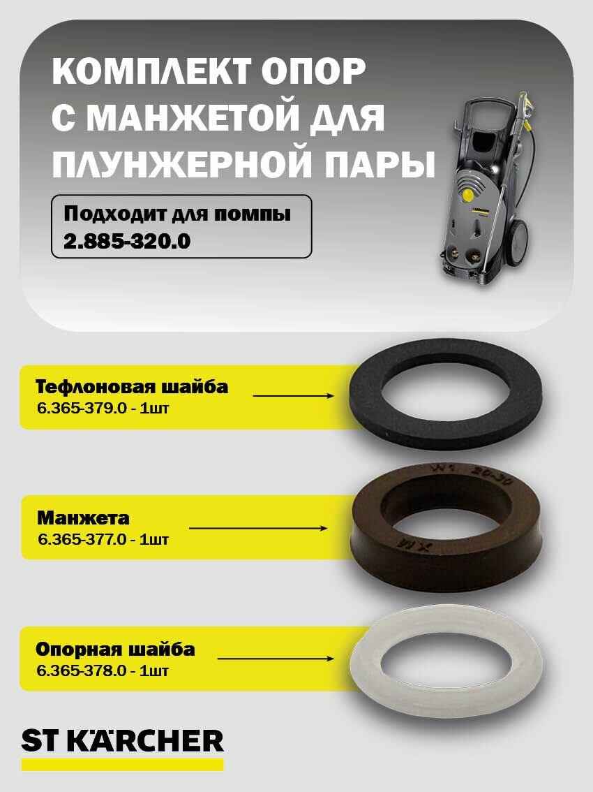 Комплект манжет высокого давления 6.365-377.0 с опорными кольцами