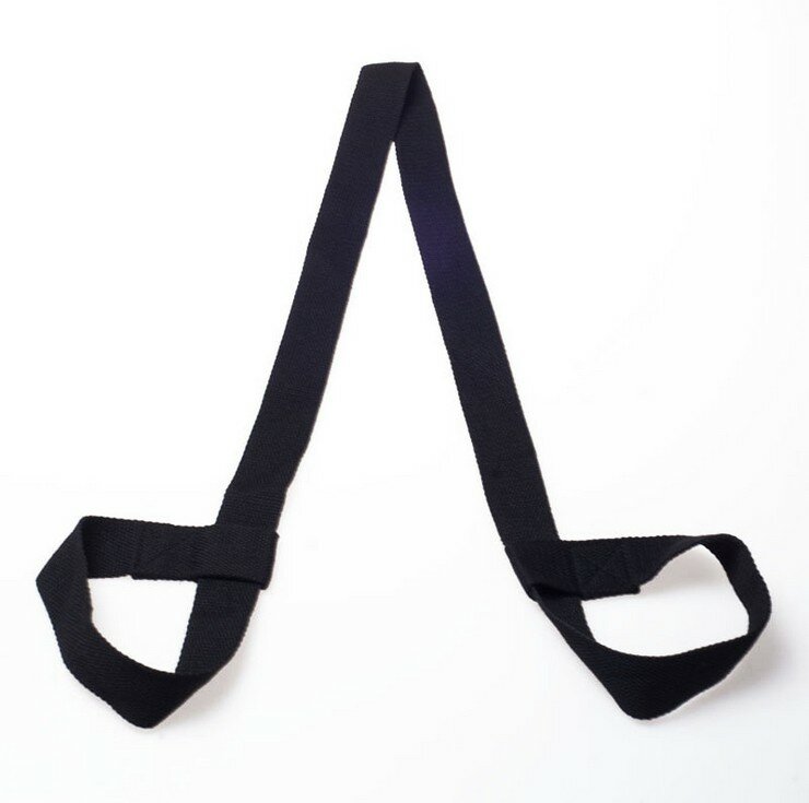 Mat Strap Adjustable Elastic Cotton Stretching Band Exercise Carrying Sling for Large Mats Black