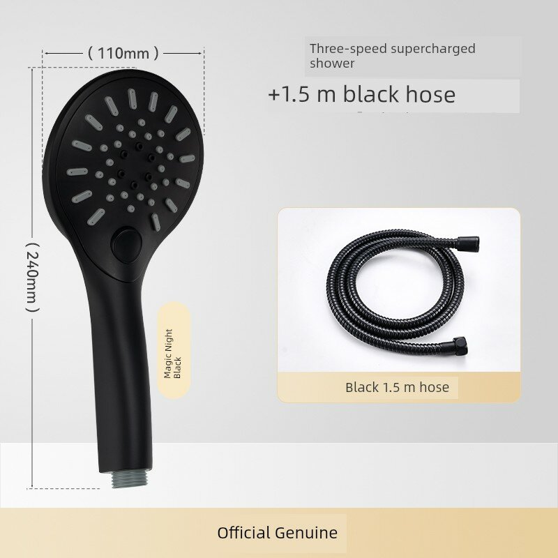 Душевая лейка с большой панелью, черная, с эффектом водопада, три режима, 15 см, высокая подача воды, смеситель,