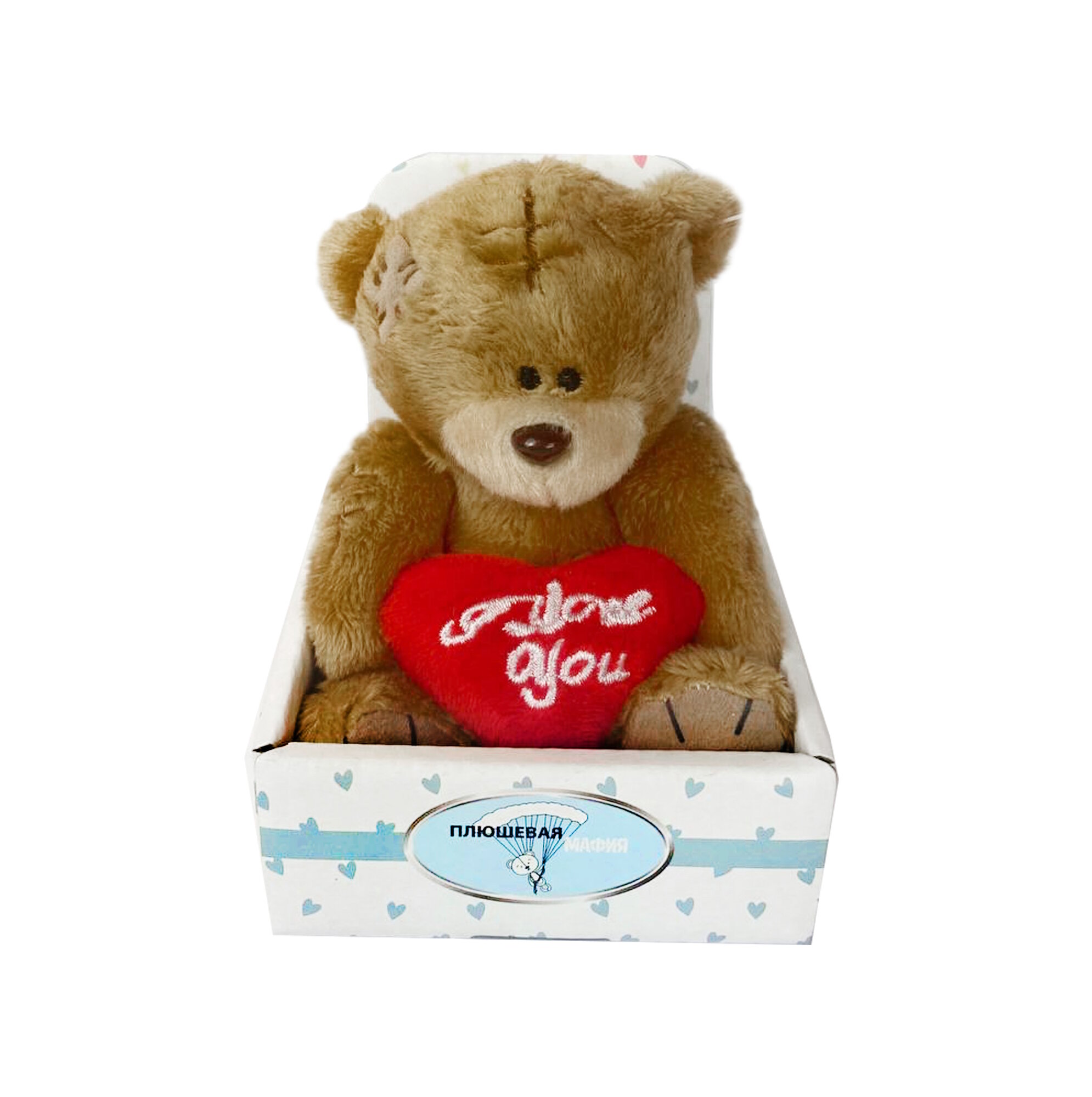 Мягкая игрушка Плюшевая мафия Мишка с сердечком бежевый