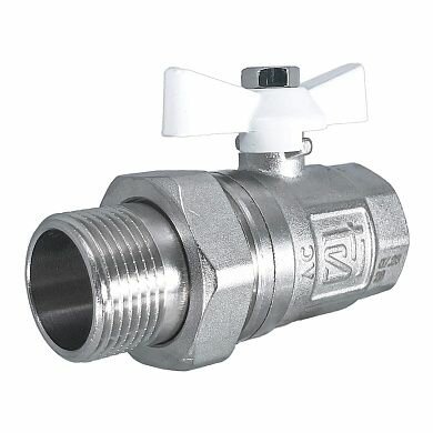 Кран шаровой (американка) 1" ВН бабочка никелированный, STI