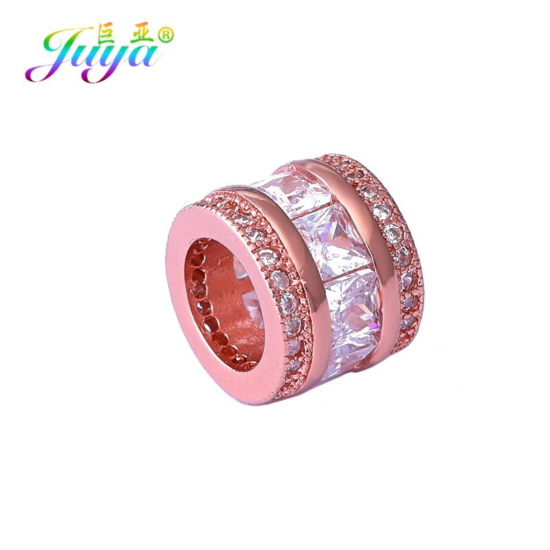 Juya розовые бусины из меди с кубическим цирконием, Rose Gold