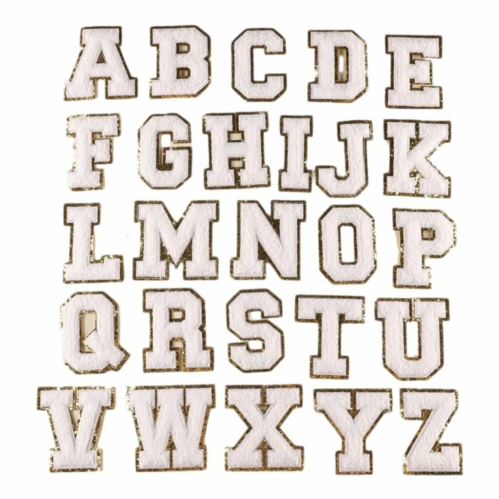 Набор аппликаций из 26 букв для вышивки, Белый