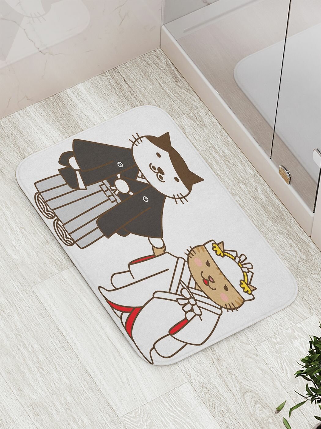 Коврик для ванной комнаты, туалета "Восточные коты" противоскользящий, 52х77 см, JoyArty