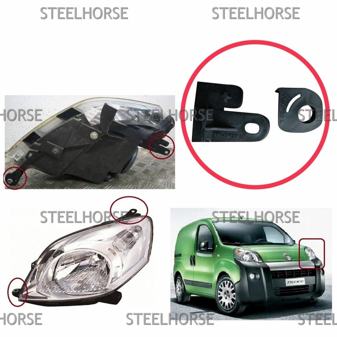 Кронштейн фары левой (к-кт) Fiat Fiorino 2008-2013