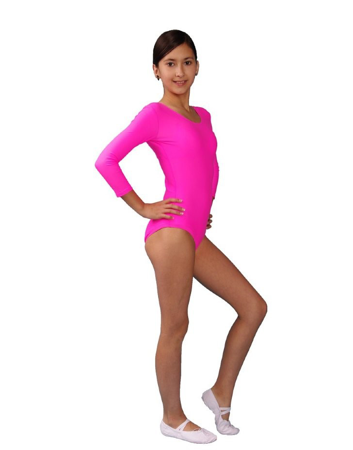Купальник для гимнастики и танцев из бифлекса с рукавами 3/4