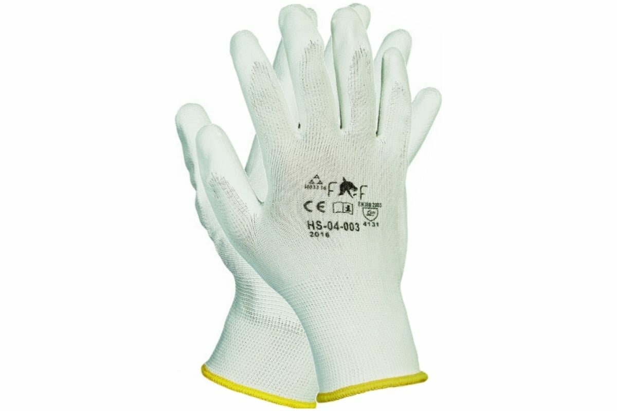CERVA нейлоновые перчатки с полиуретановым покрытием белые размер 6 HS 04-003-06
