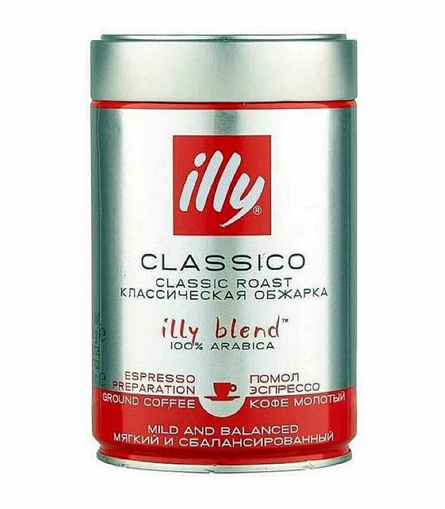 Кофе молотый illy Espresso Classico 100% Арабика, банка 250 г *6 шт.