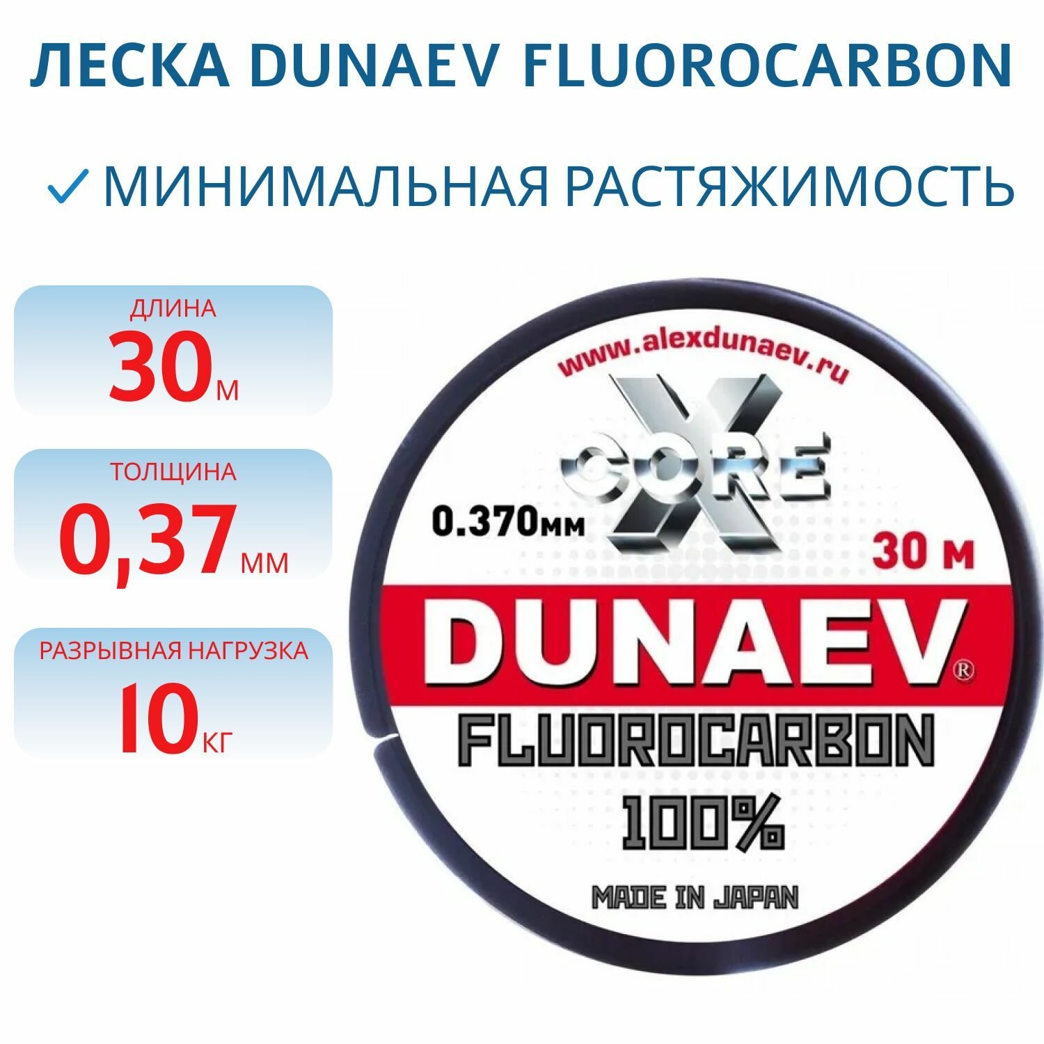 Леска Dunaev Fluorocarbon , 0.370мм 30м