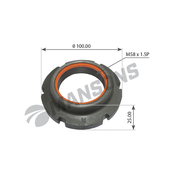 MANSONS 400.643 гайка ступицы d100x25mm m58x1.5\man