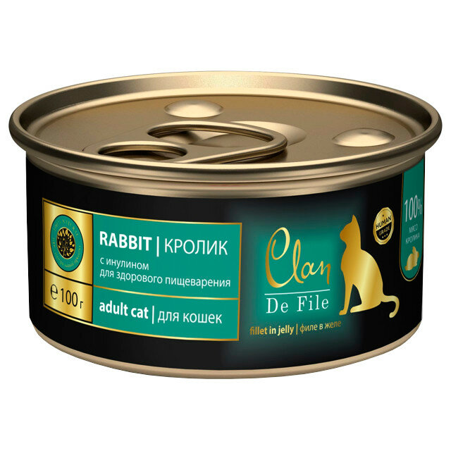 Clan De File корм для кошек с кроликом 100 г без искусственных добавок для кошек
