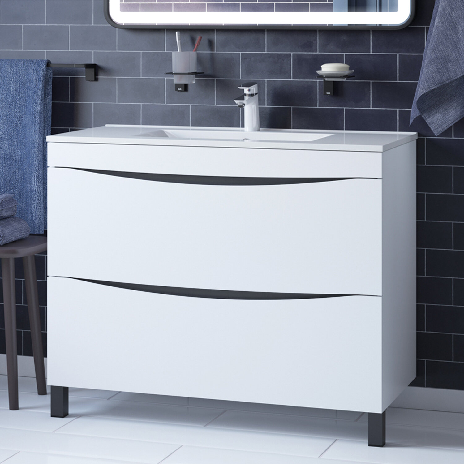 Тумба напольная в ванну, белая, 100 см, Cloud, IDDIS, CLO10WFi95