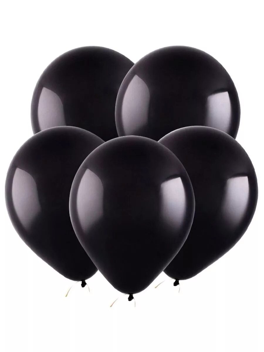 Черный, Пастель / Black, латексный шар (5"/12,5 см ) 100 шт. / Веселуха, Турция