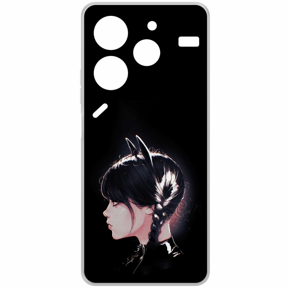 Чехол-накладка Krutoff Clear Case Уэнсдей Аддамс - Кошка Уэнсдей для TECNO Pova 6 Neo