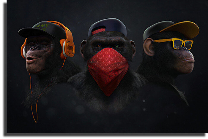 Картина "Современные обезьяны" 70х45 см