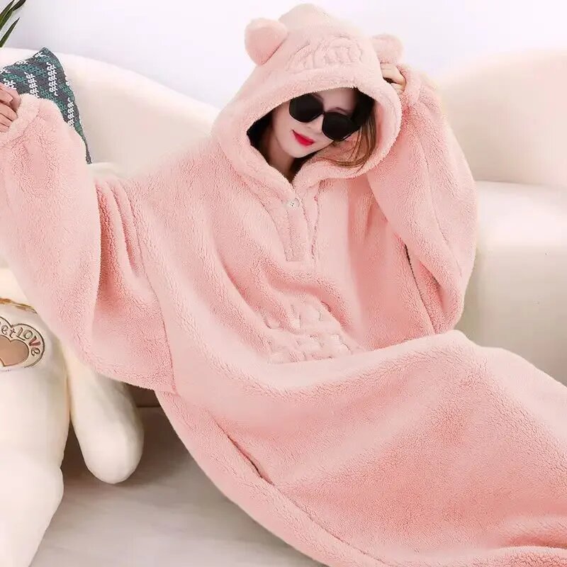 Розовое одеяло-hoodie с рукавами, Picture color-7