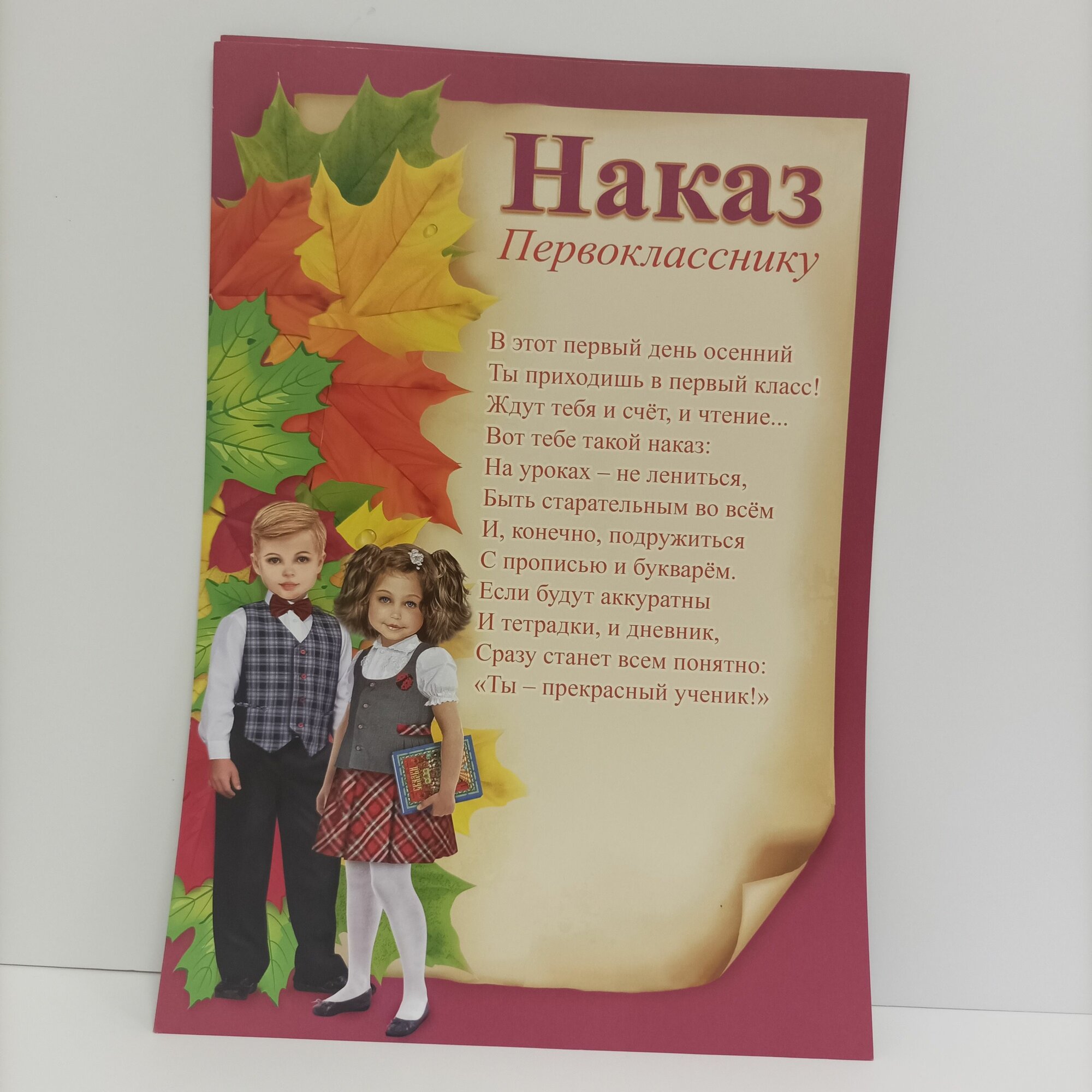 Диплом "Наказ первокласснику" 6 шт А4