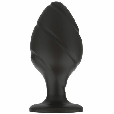 White Label Силиконовая анальная пробка Спираль M, черная С широким ограничителем