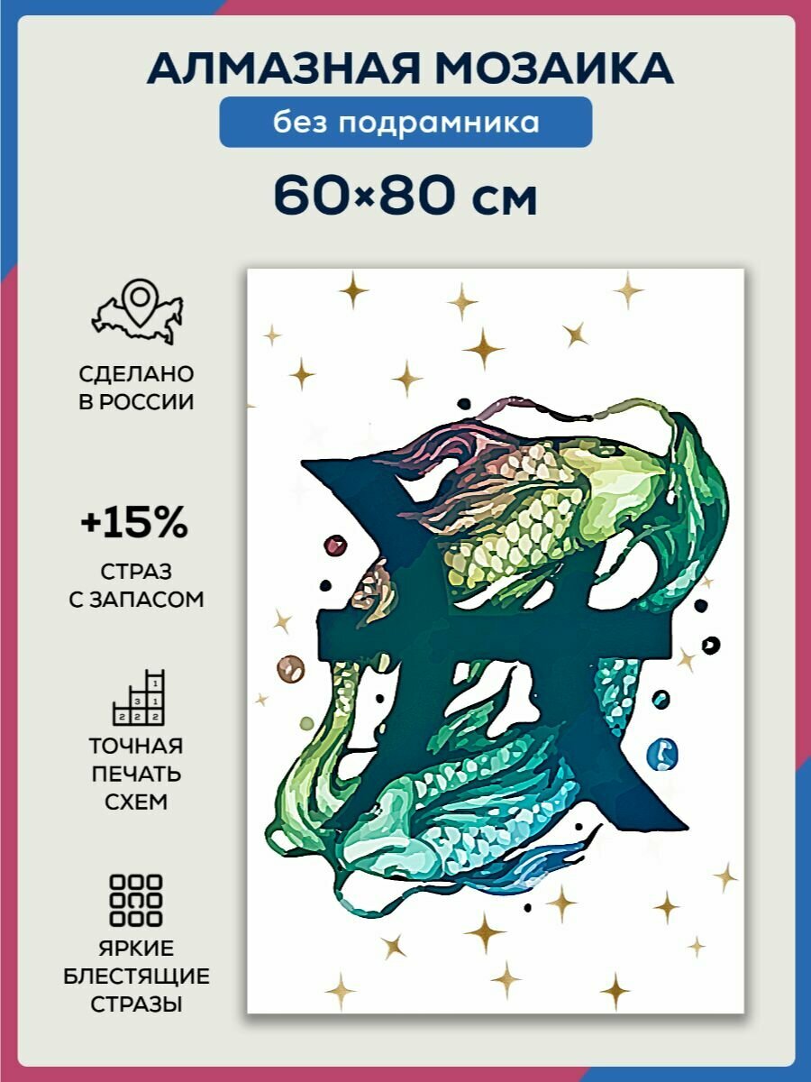 Алмазная мозаика 60x80 Рыбы без подрамника