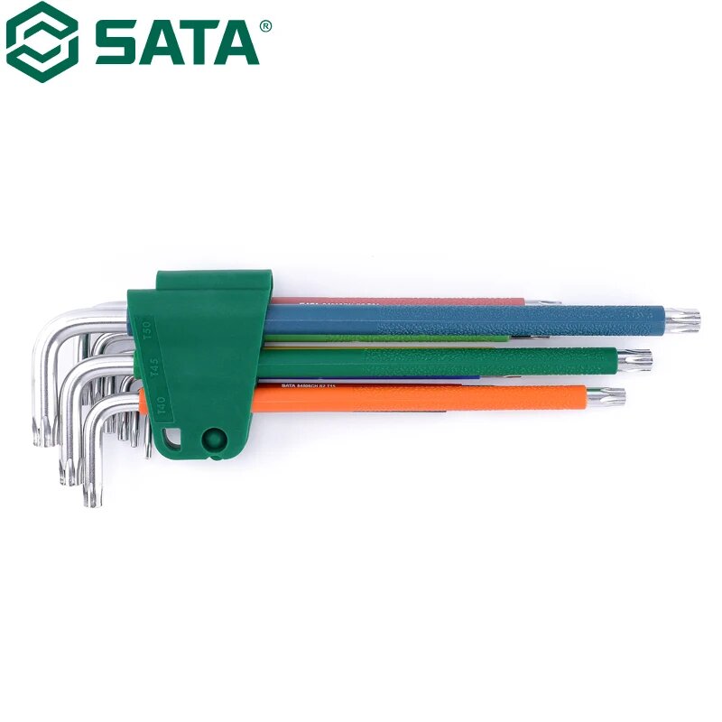 Набор ключей SATA 09702CH Rainbow Series, комплект звездообразных ключей из 9 предметов, сверхдлинные, средние отверстия, из высококачественных материалов, тонкая работа