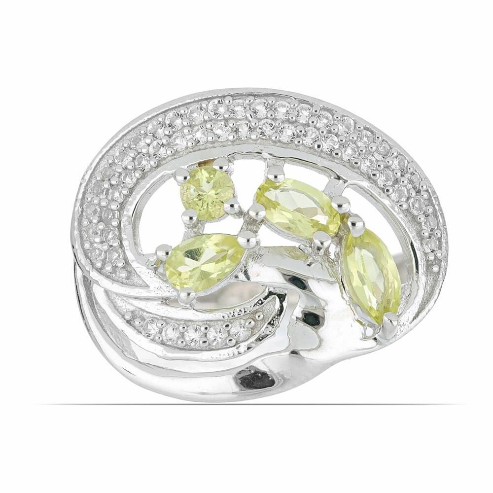 Кольцо, серебро, 925 проба, родирование, кварц, топаз