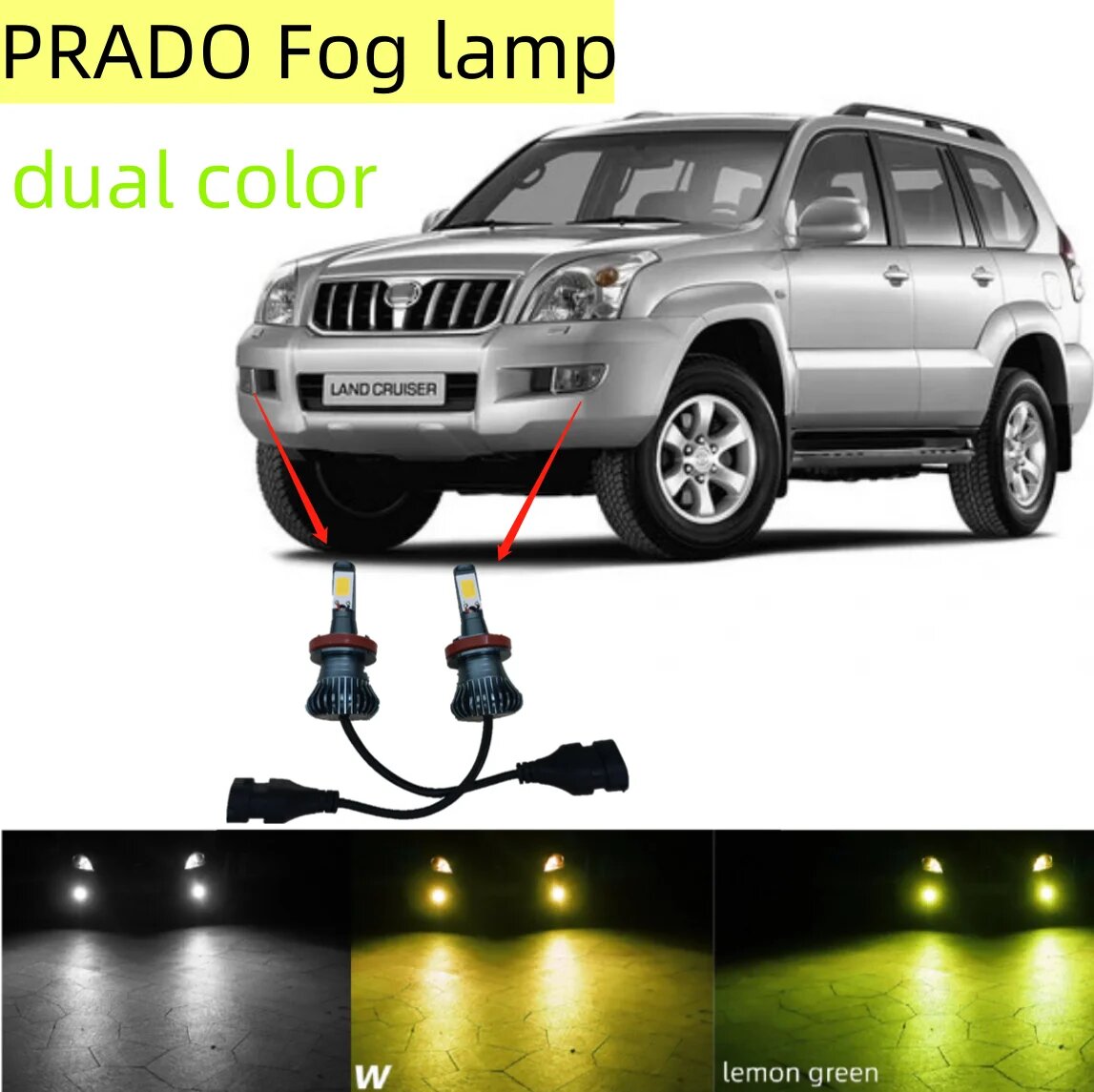 Для Toyota Land Cruiser Prado 2003-2009: Противотуманные фары LED с функцией мигания, аксессуары для модификации LC120/FJ120, 2 шт.