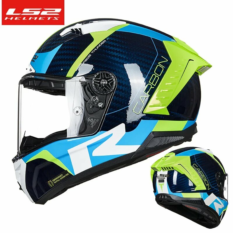 Мотошлем LS2 Thunder FF805 Carbon Blue Fury M