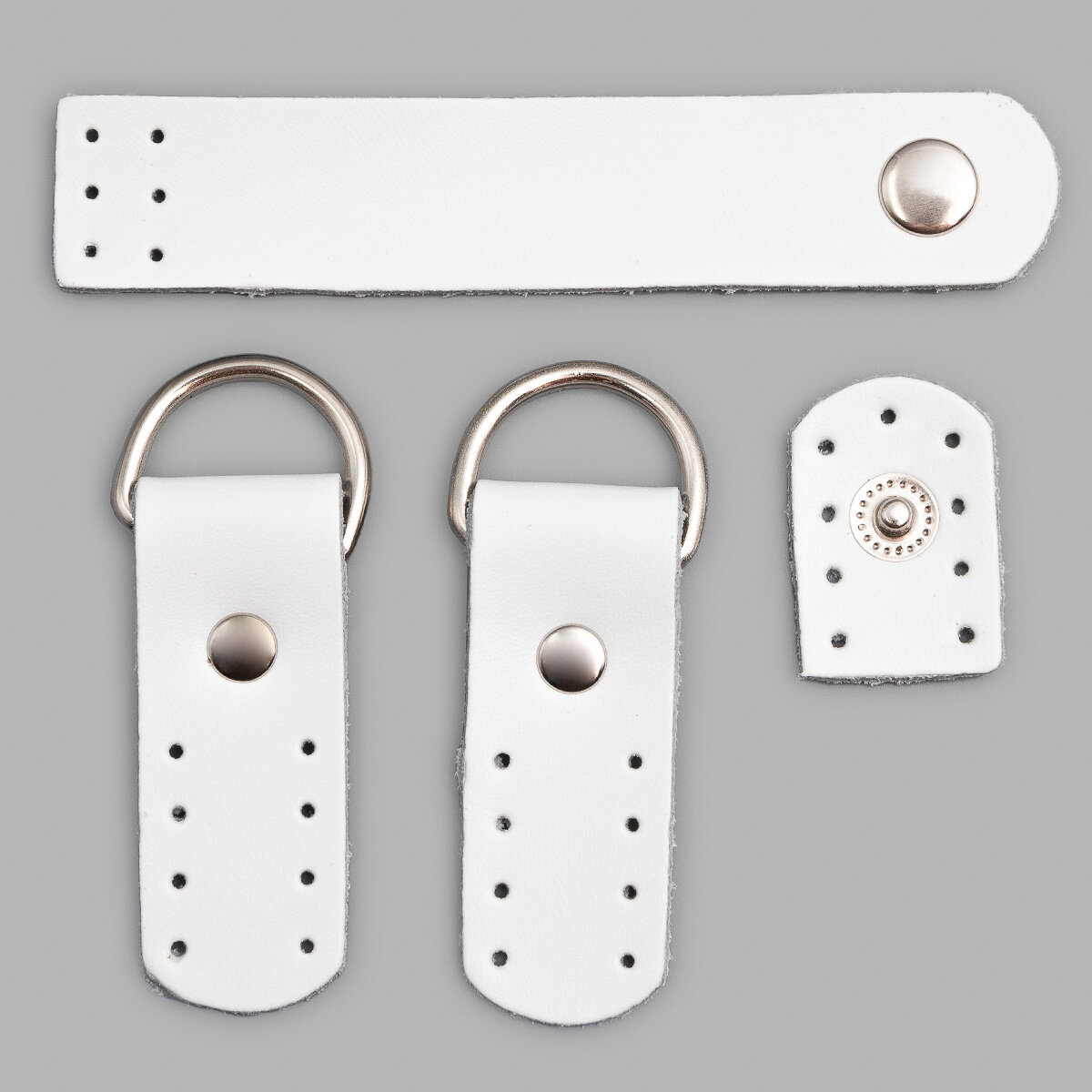 1406 Набор для сумки Застежка 2*10,1см - 1шт, петельки 2*5,4см - 2шт, 100% кожа (88 белый)