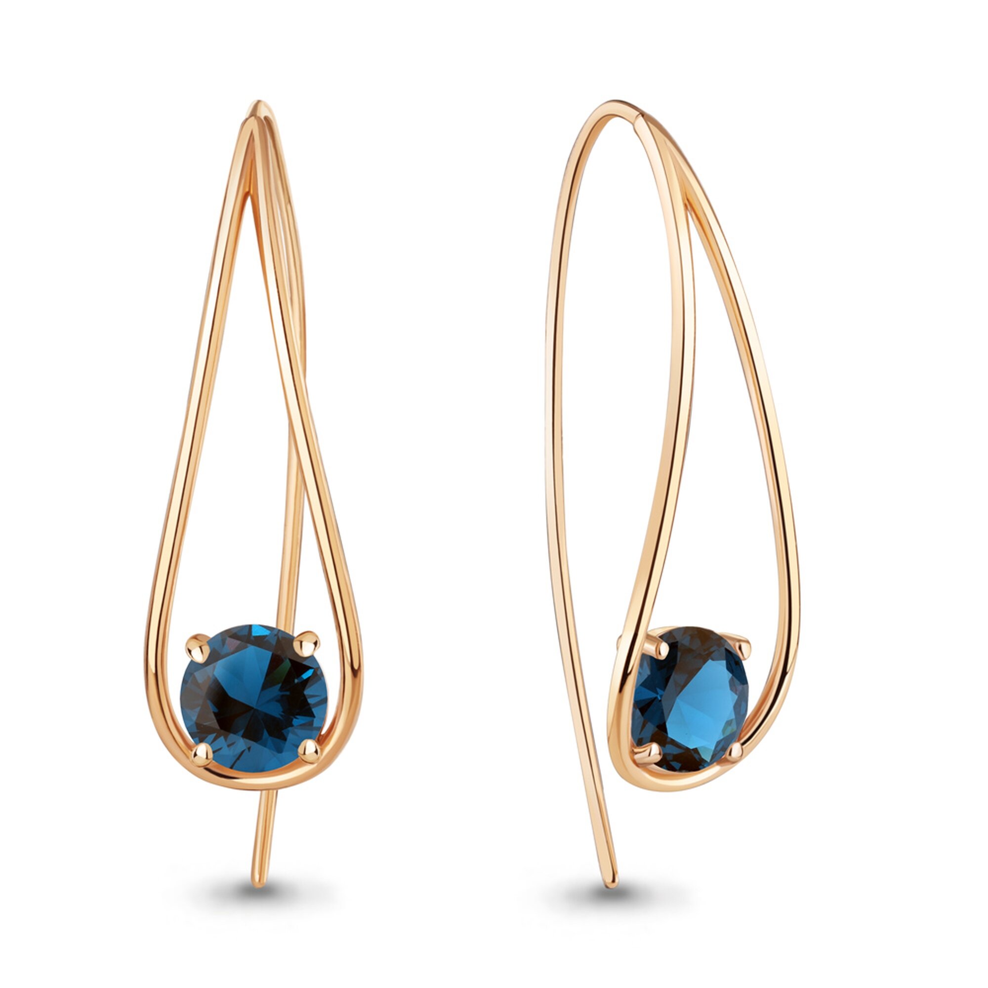 Серьги, серебро, 925 проба, золочение, Лондон топаз