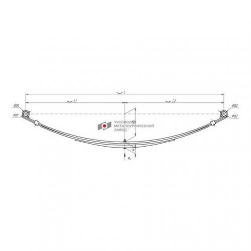 23470-2912012-01_рессора 3 лист задн! l=1241/ вис Чмз 23470291201201