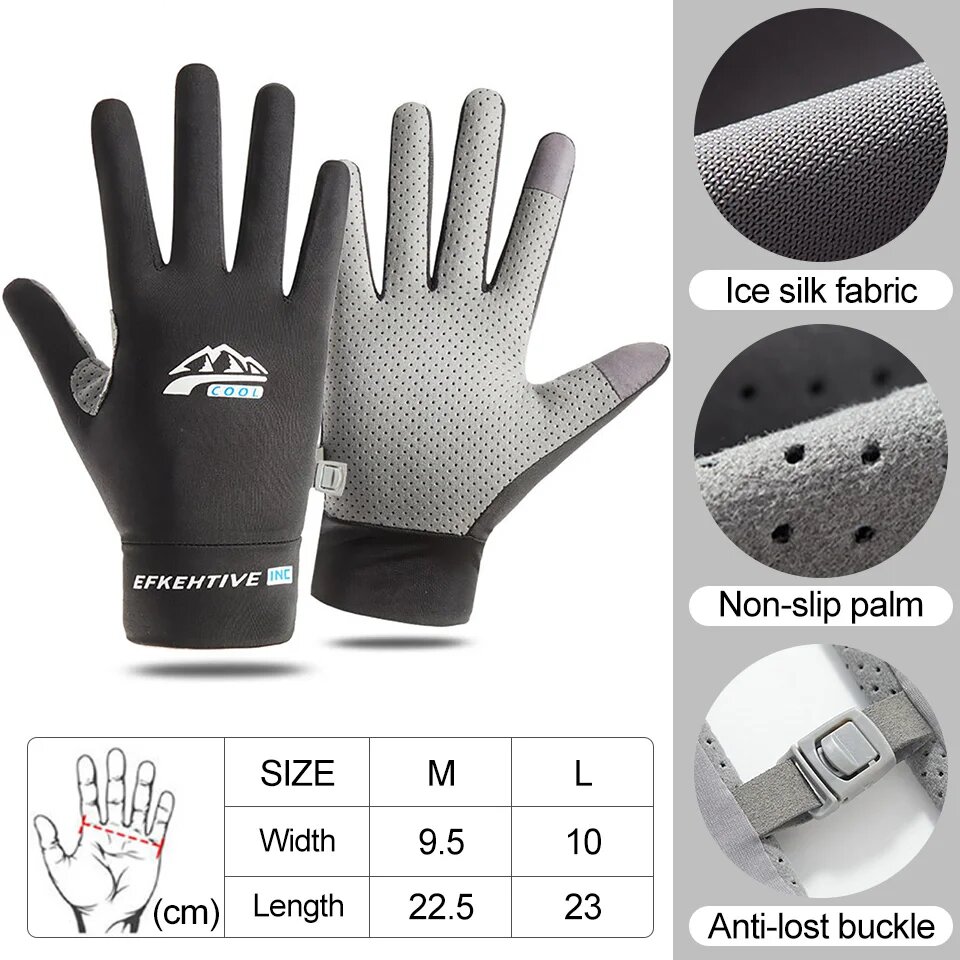 Летние перчатки для рыбалки, солнцезащитные перчатки, дышащие Нескользящие, с защитой от УФ-излучения, спортивные, велосипедные, из вискозы, перчатки для бега на открытом воздухе, для мужчин и женщин Серый, М, A-Black