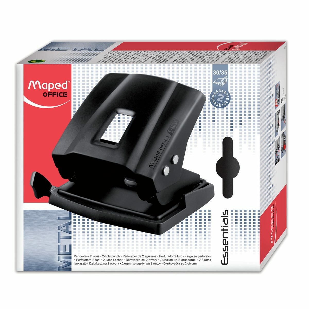 Дырокол Maped Essentials Metal, до 30 листов, линейка, черный (403411)
