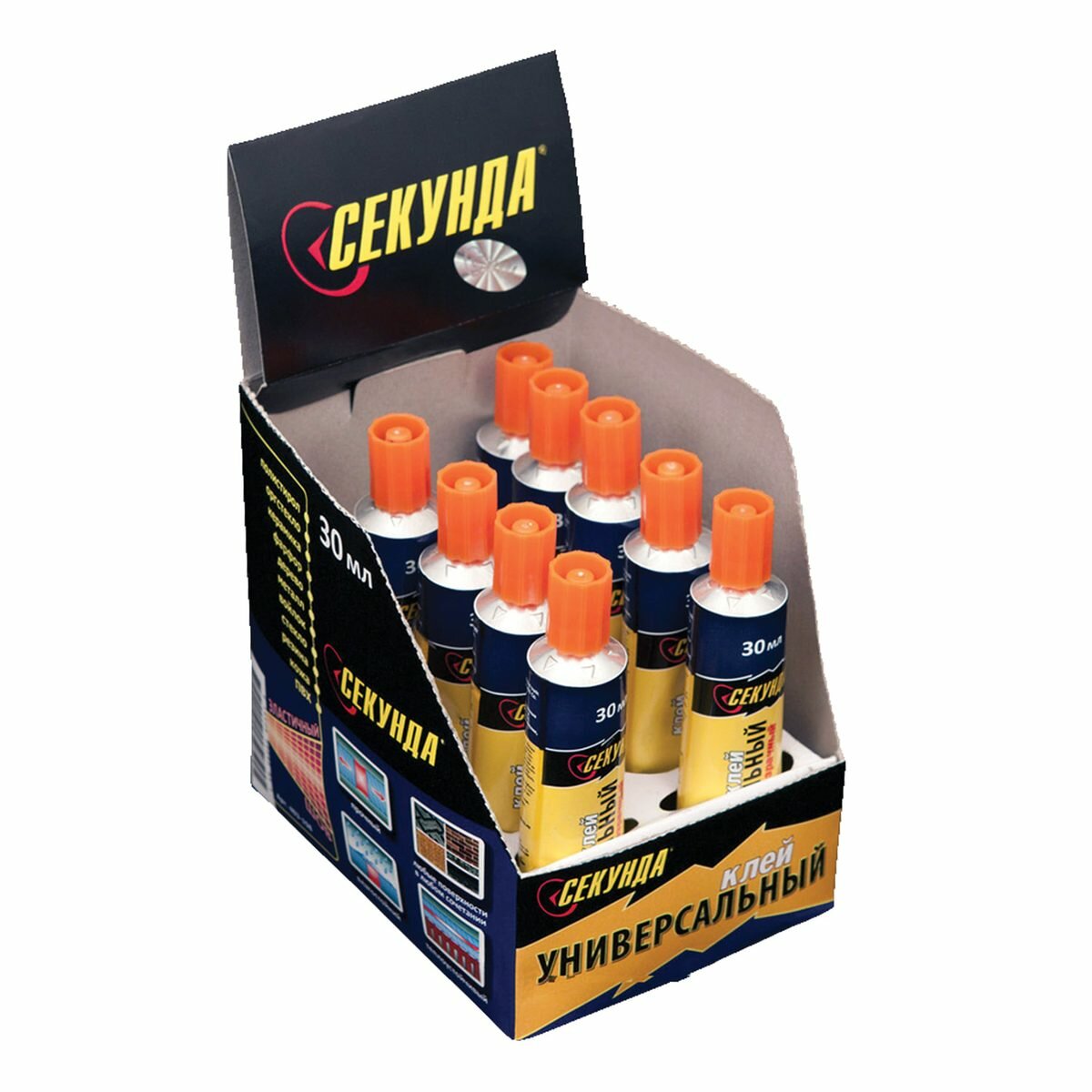 Клей универсальный Aviora "Секунда", прозрачный, 30мл, шоу-бокс (403-158/403-232), 60шт.