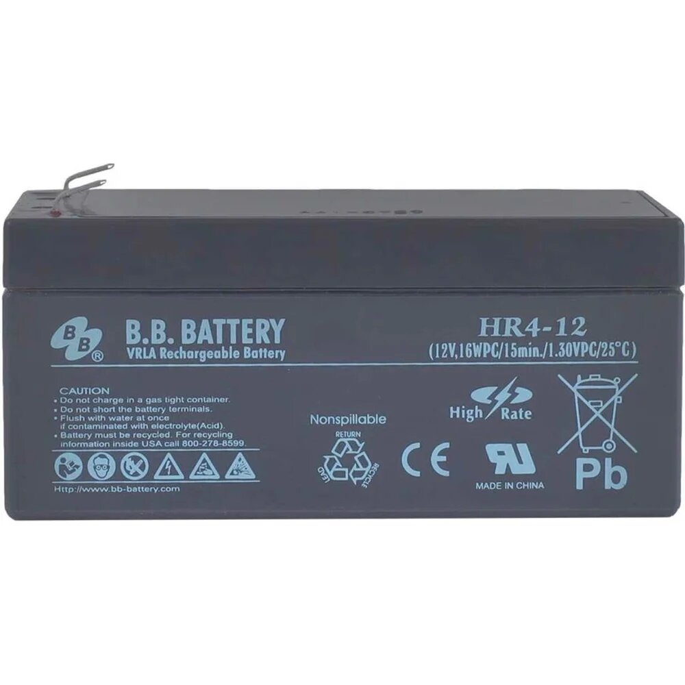 Аккумуляторная батарея BB Battery HR 4-12, 12В, 3,6 Ач, AGM, герметичная, необслуживаемая