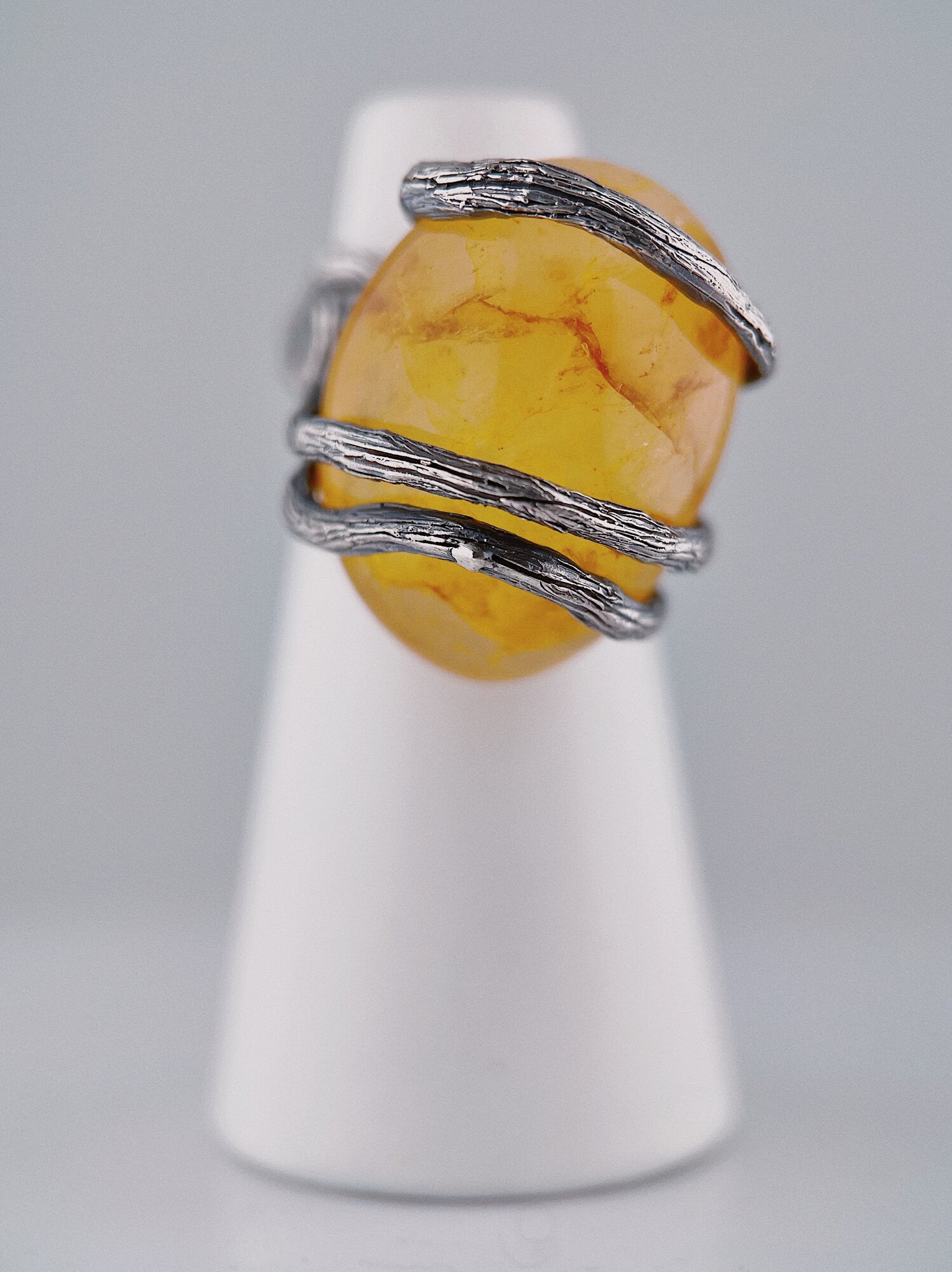 Перстень, серебро, 925 проба, оксидирование, кварц