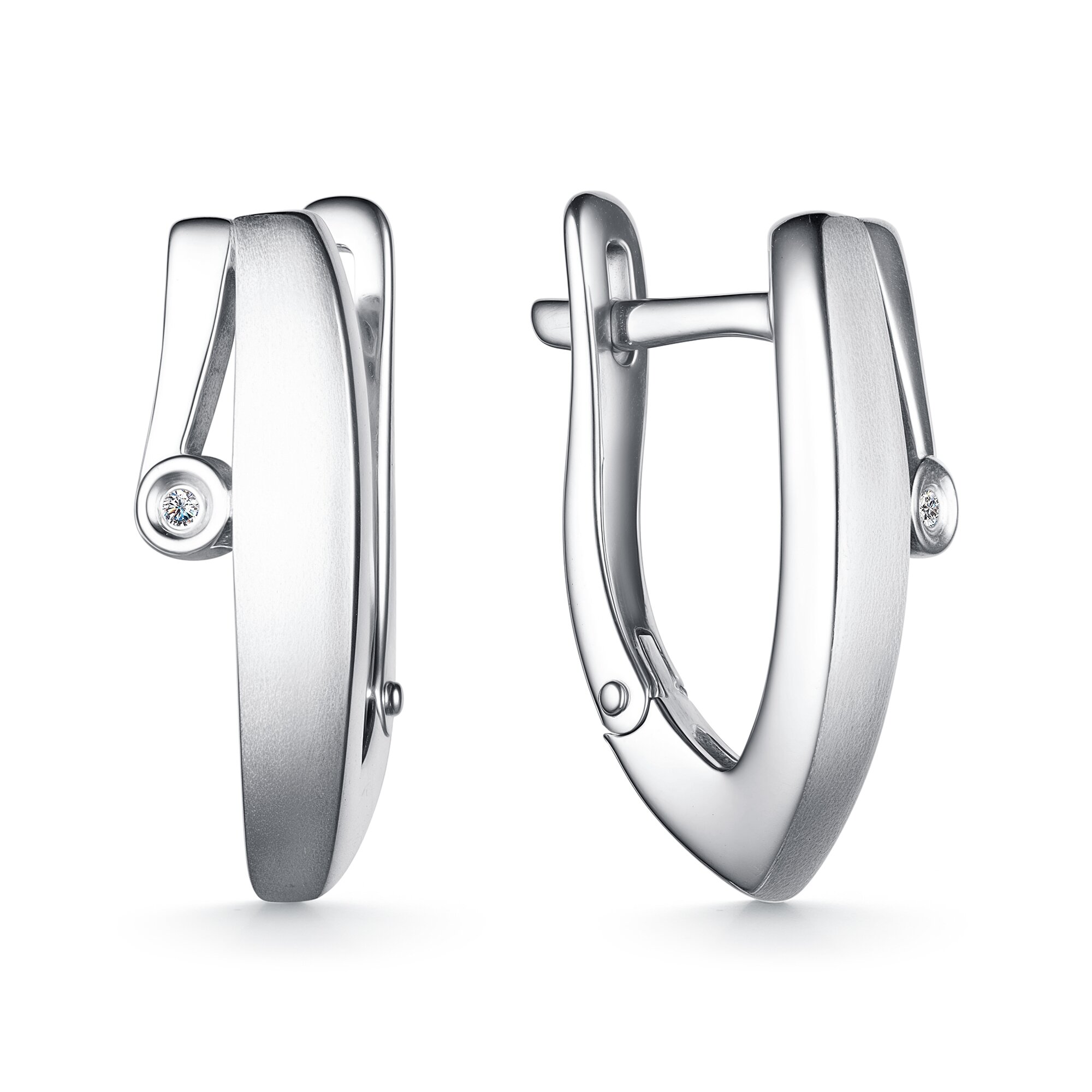 Серьги, серебро, 925 проба, родирование, бриллиант