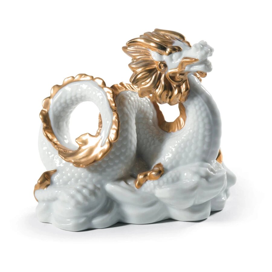 Фигурка Lladro Белый дракон, мини 9x8 см, фарфор
