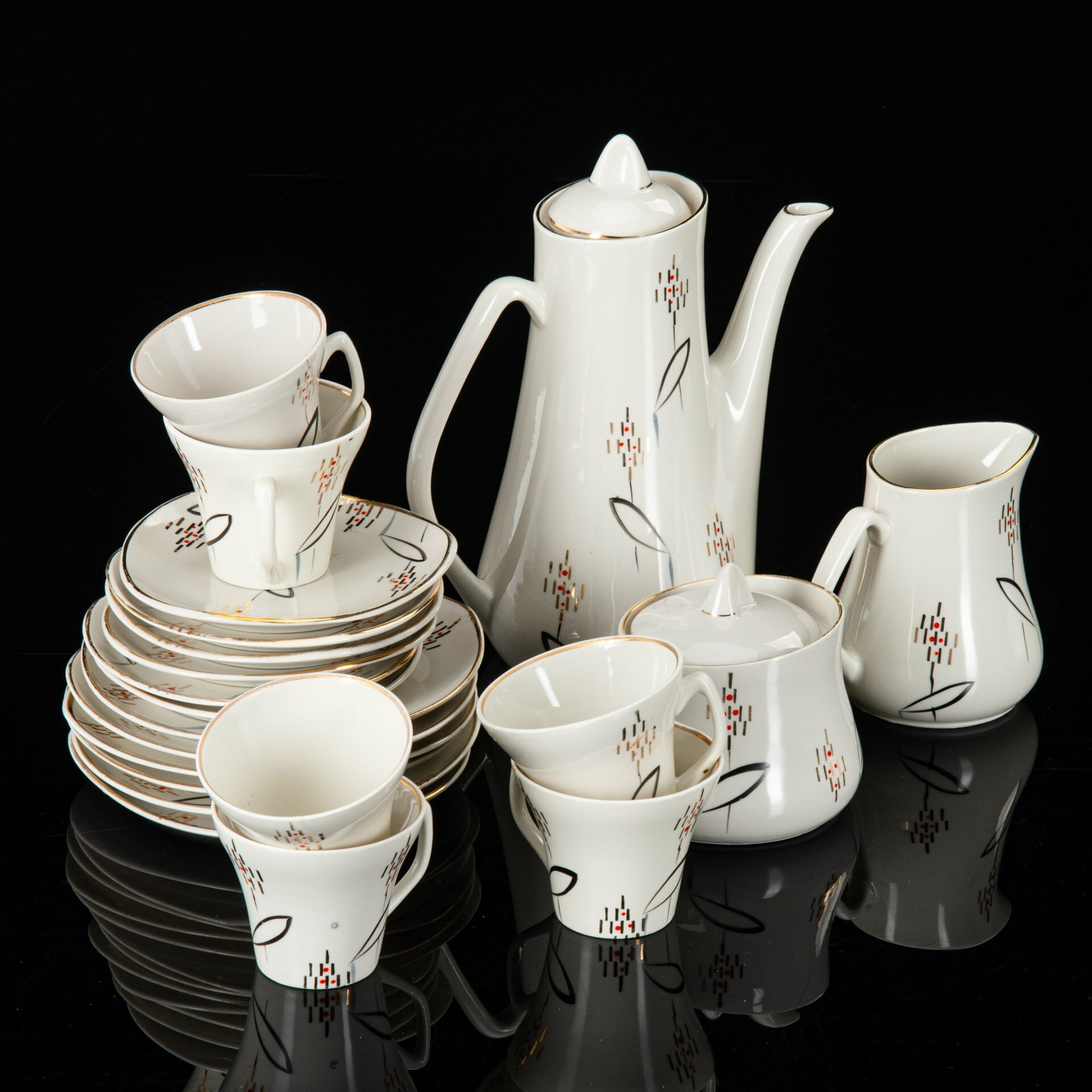 Сервиз кофейный "Stella" на 6 персон (21 предмет), фарфор, роспись, золочение