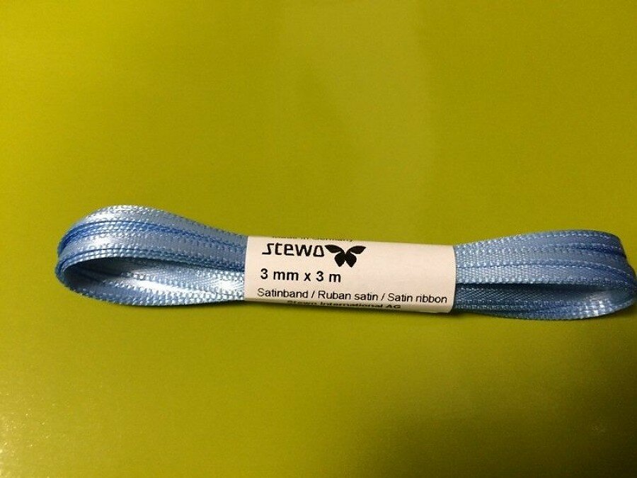 Лента декоративная Stewo 3 мм х 3 м, моток, голубой, атласная (2583412541)