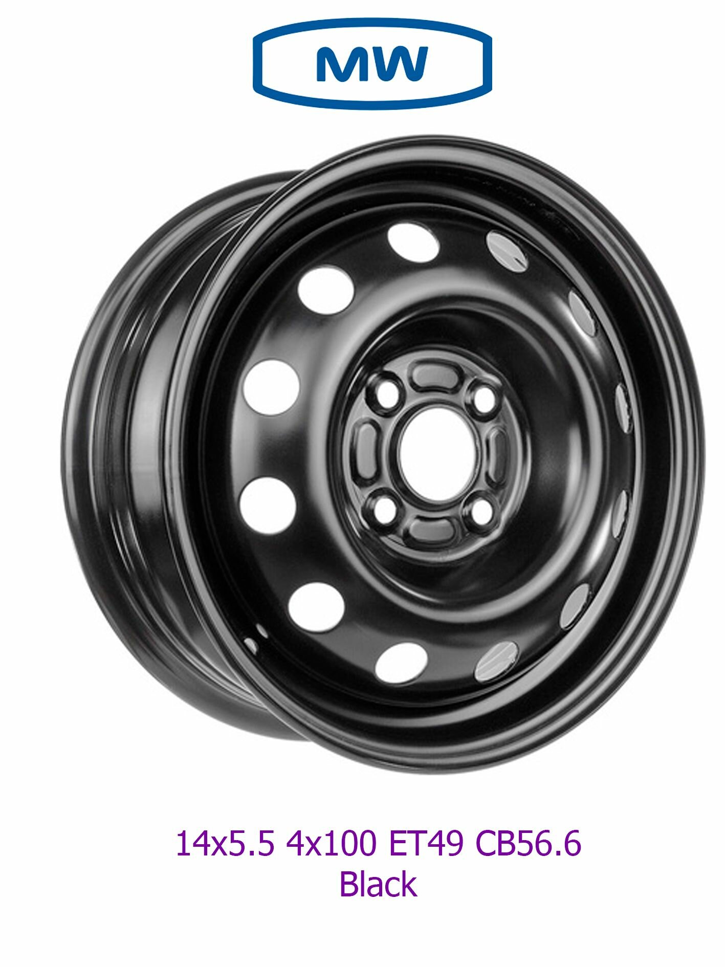 Колесный штампованный диск Magnetto 14013 R14x5.5 4x100 ET49 CB56.6 Black