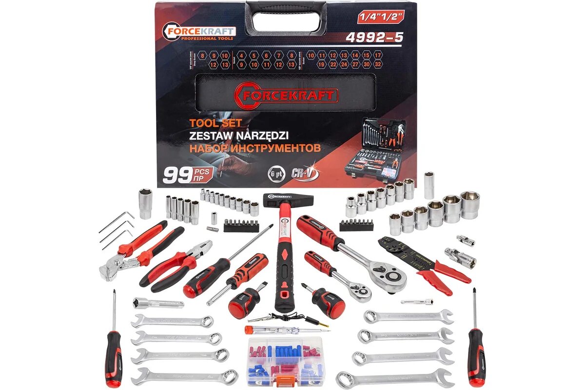 Forcekraft Набор инструментов 99 предметов 1/4", 1/2" FK-4992-5(58254)