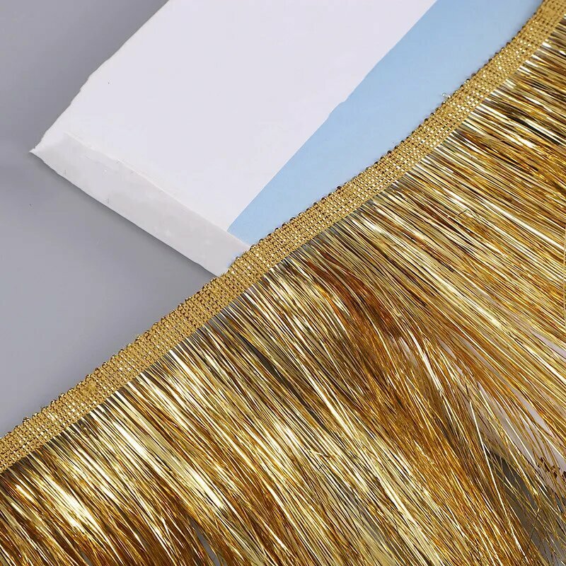 Серебристая золотистая полиэстровая бахрома 2 метра 4Yards, Gold