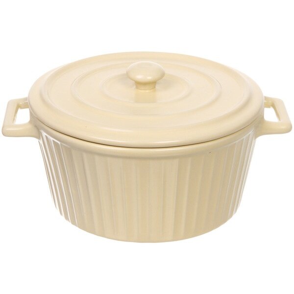 Кастрюля КНР керамическая для запекания 2 л "Акварель" 22х18х10 см, бежевая