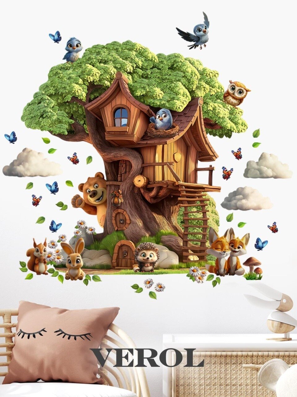Наклейки интерьерные VEROL "Дерево с животными", влагостойкие, виниловые, детские