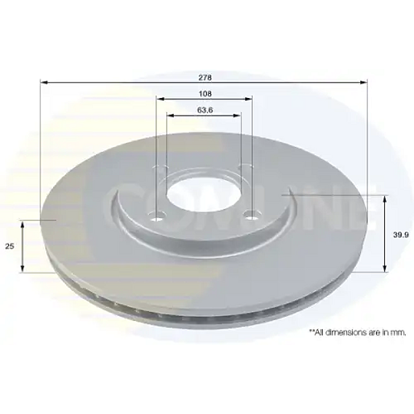 COMLINE ADC1280V (1854394) диск торм Ford (Форд) ecosport 13- (с покрытием)